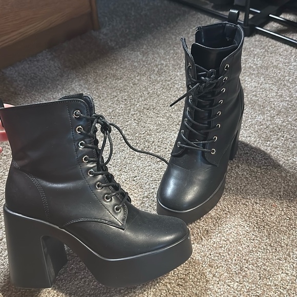Shoes | Nwot Heeled Combat Boots | Poshmark